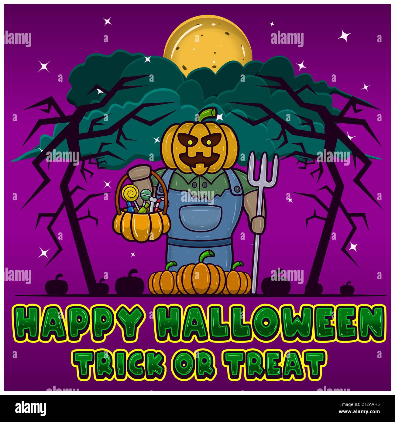 Monter Pumpkin Holding Candy. Happy Halloween. Trick and Treat ...
