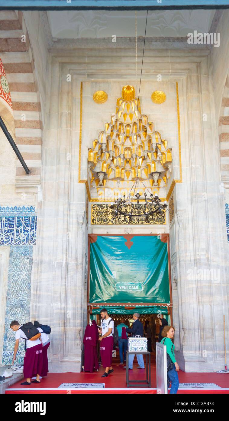 Istanbul, Turkey, The interior architecture of New Mosque (Turkish ...