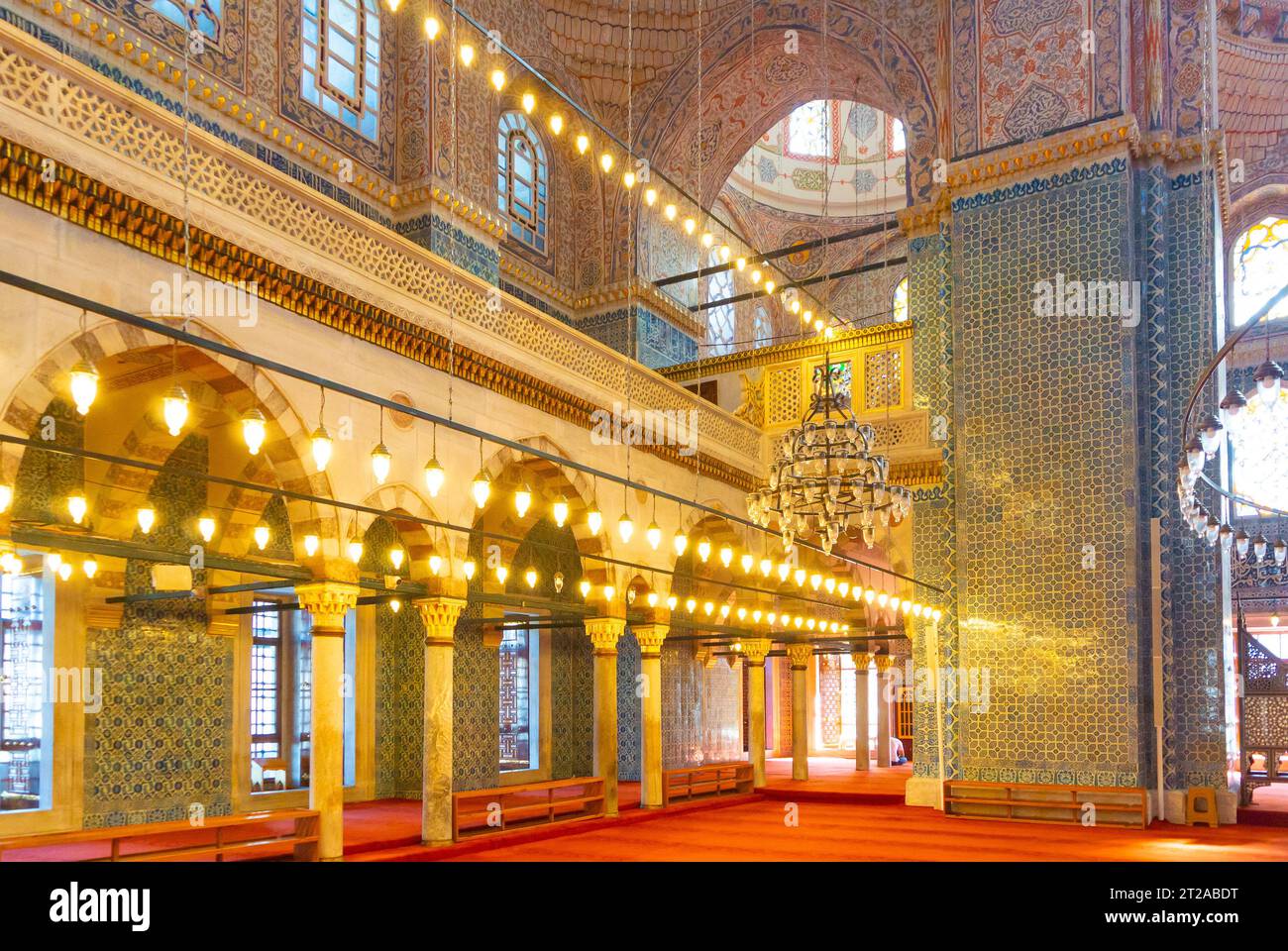 Istanbul, Turkey, The interior architecture of New Mosque (Turkish ...