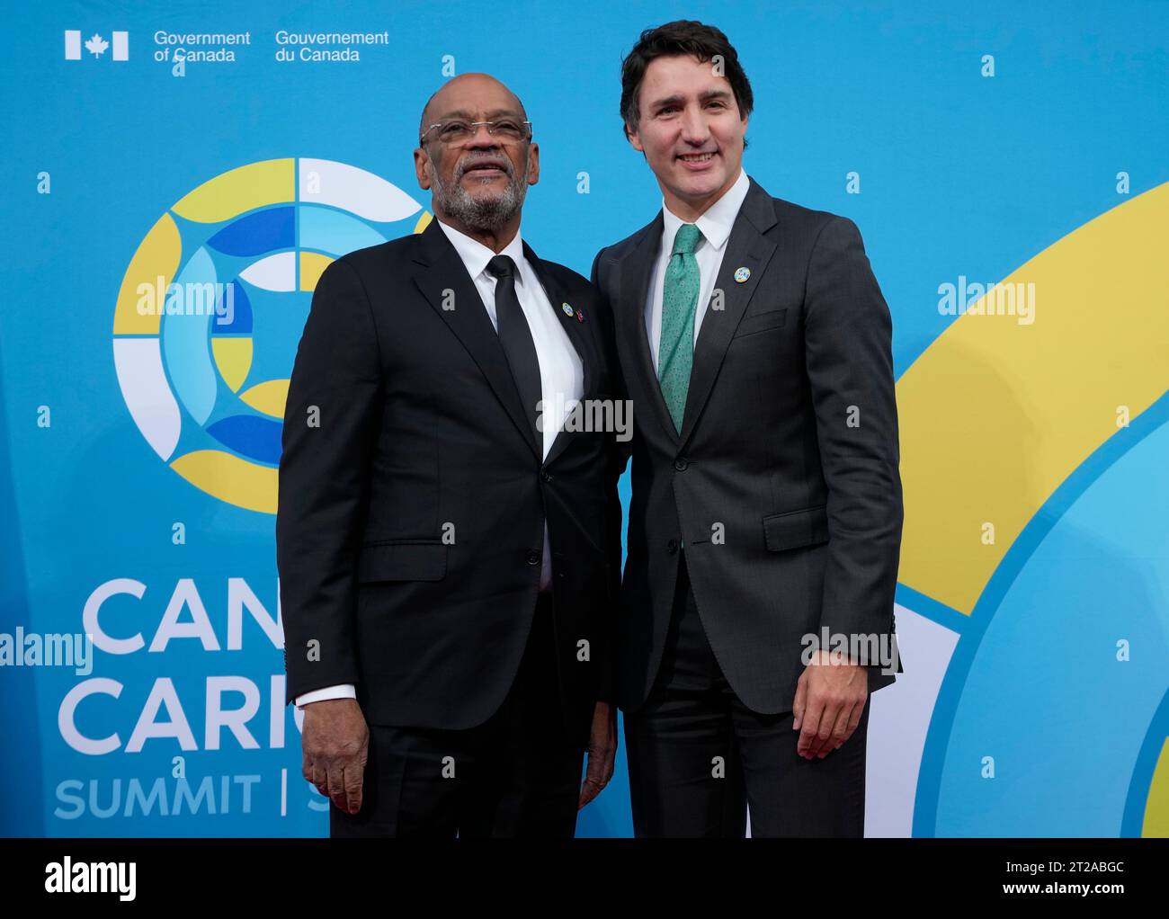 Prime Minister Justin Trudeau greets Haiti Prime Minister Ariel Henry ...