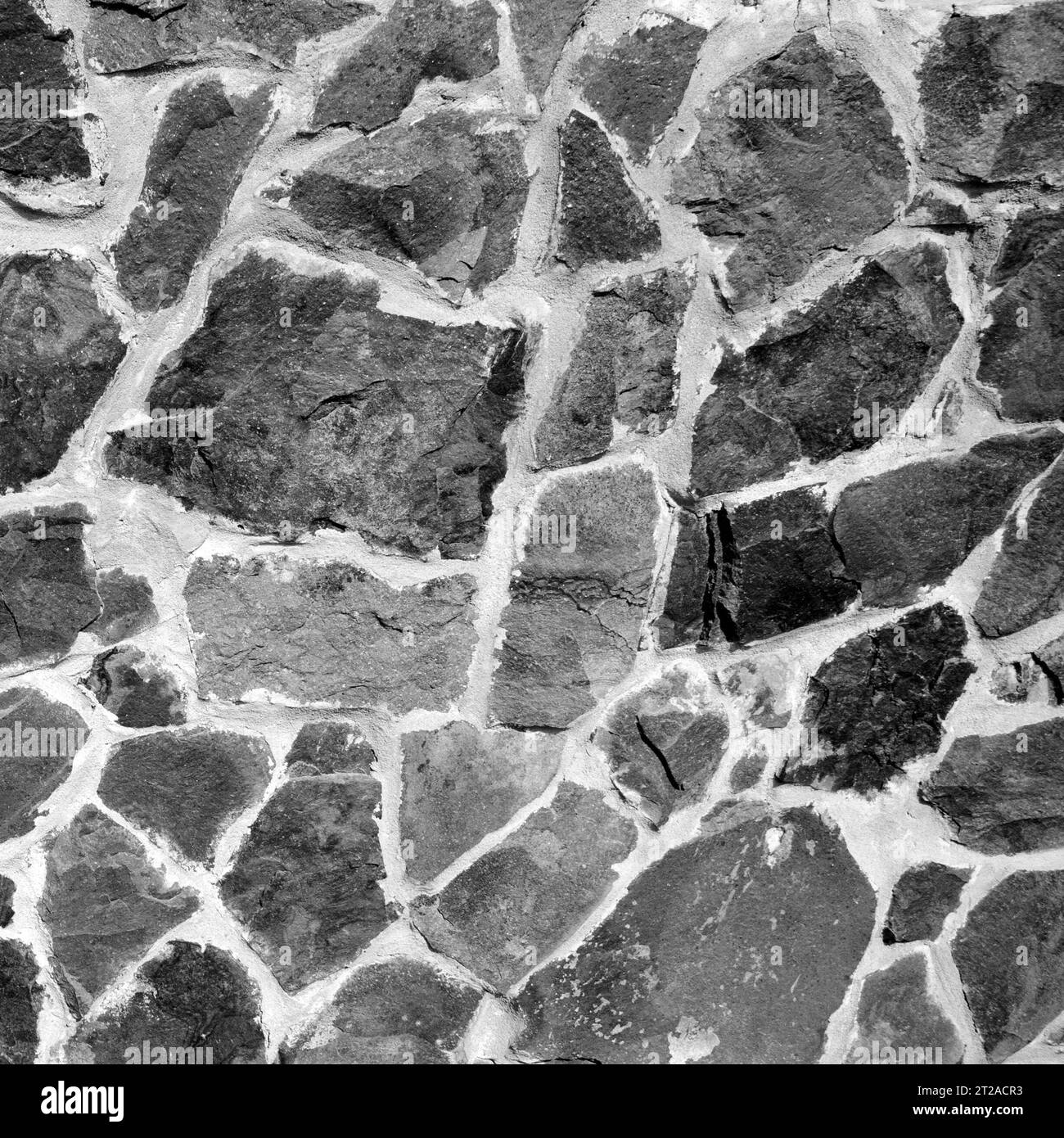 Seamless stone pattern. Old stone wall black and white monochrome ...