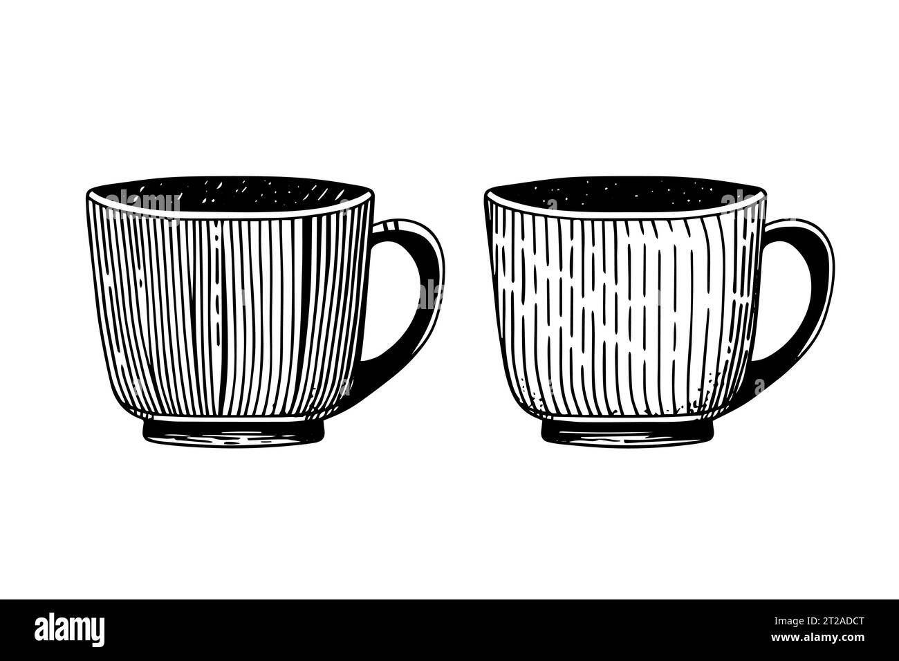 Set of vintage cups or mugs hand drawn ink sketch. Engraved style vector illustration Stock ...