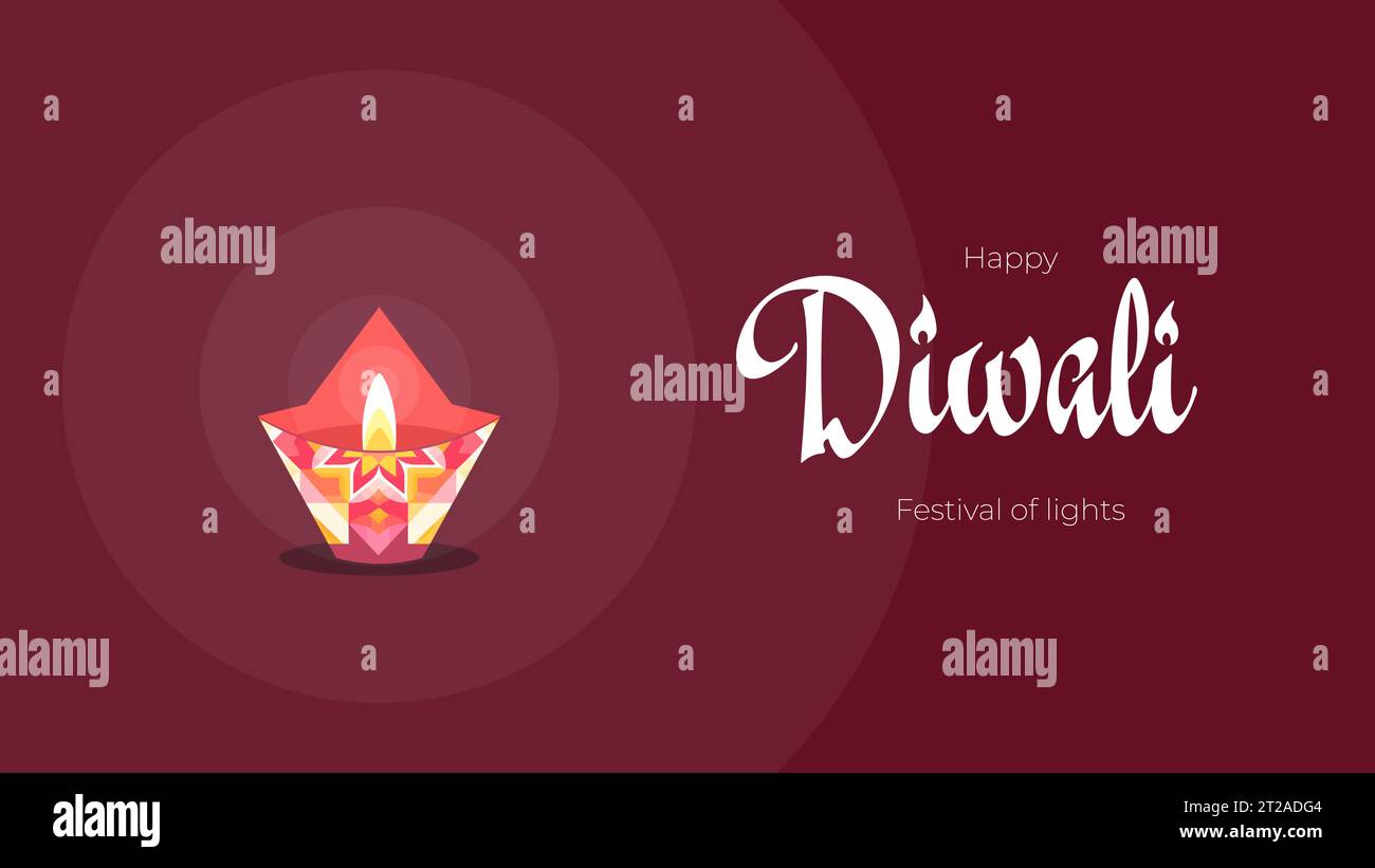 Indian holiday Happy Diwali horizontal banner. Deepavali India festival ...