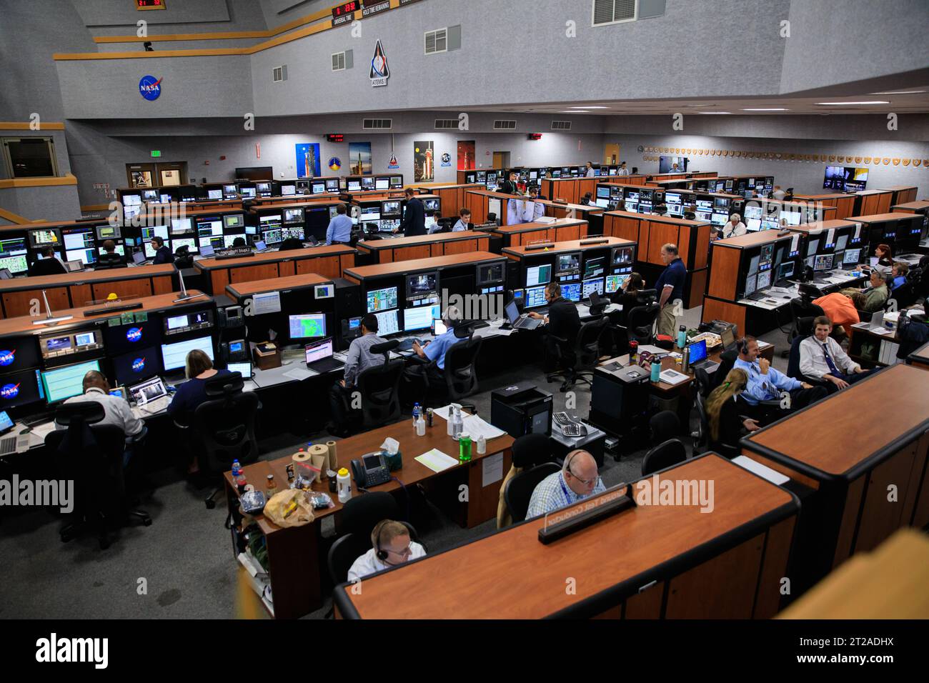 Artemis I launch teams at consoles in Launch Control Center Firing Room ...