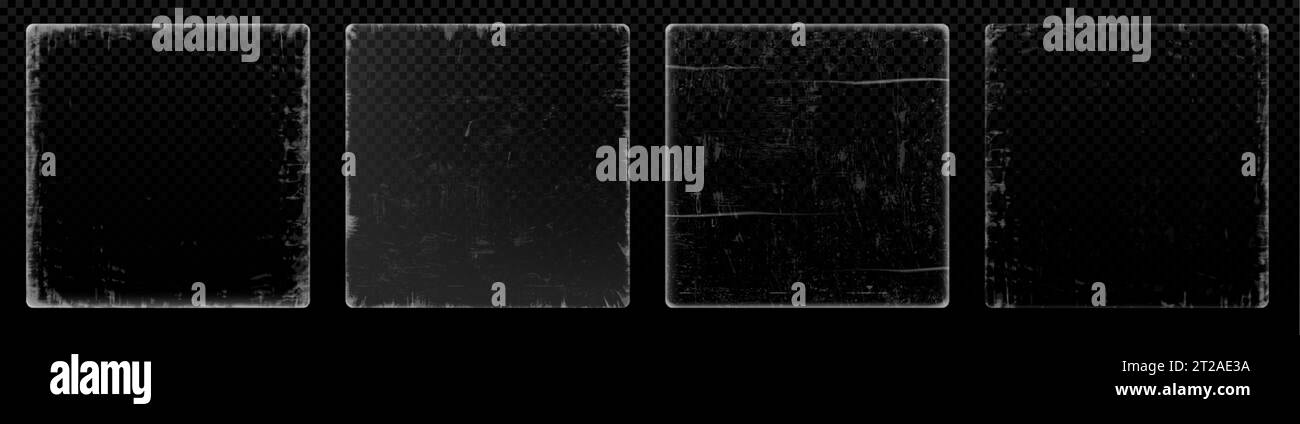 Square distressed edge vinyl record covers set isolated on transparent ...