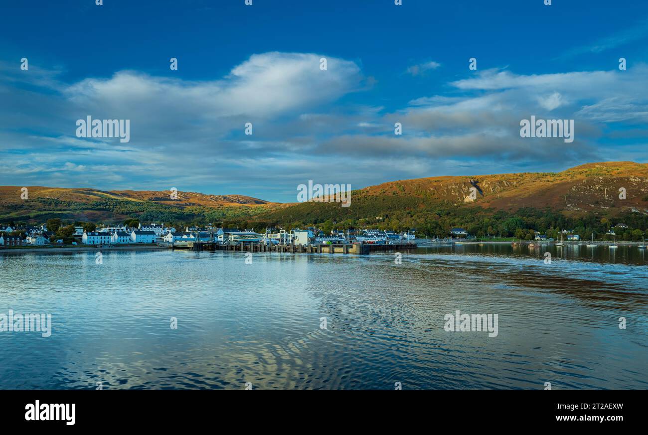 General view of the town of Ullapool in the Scottish Highlands taken ...
