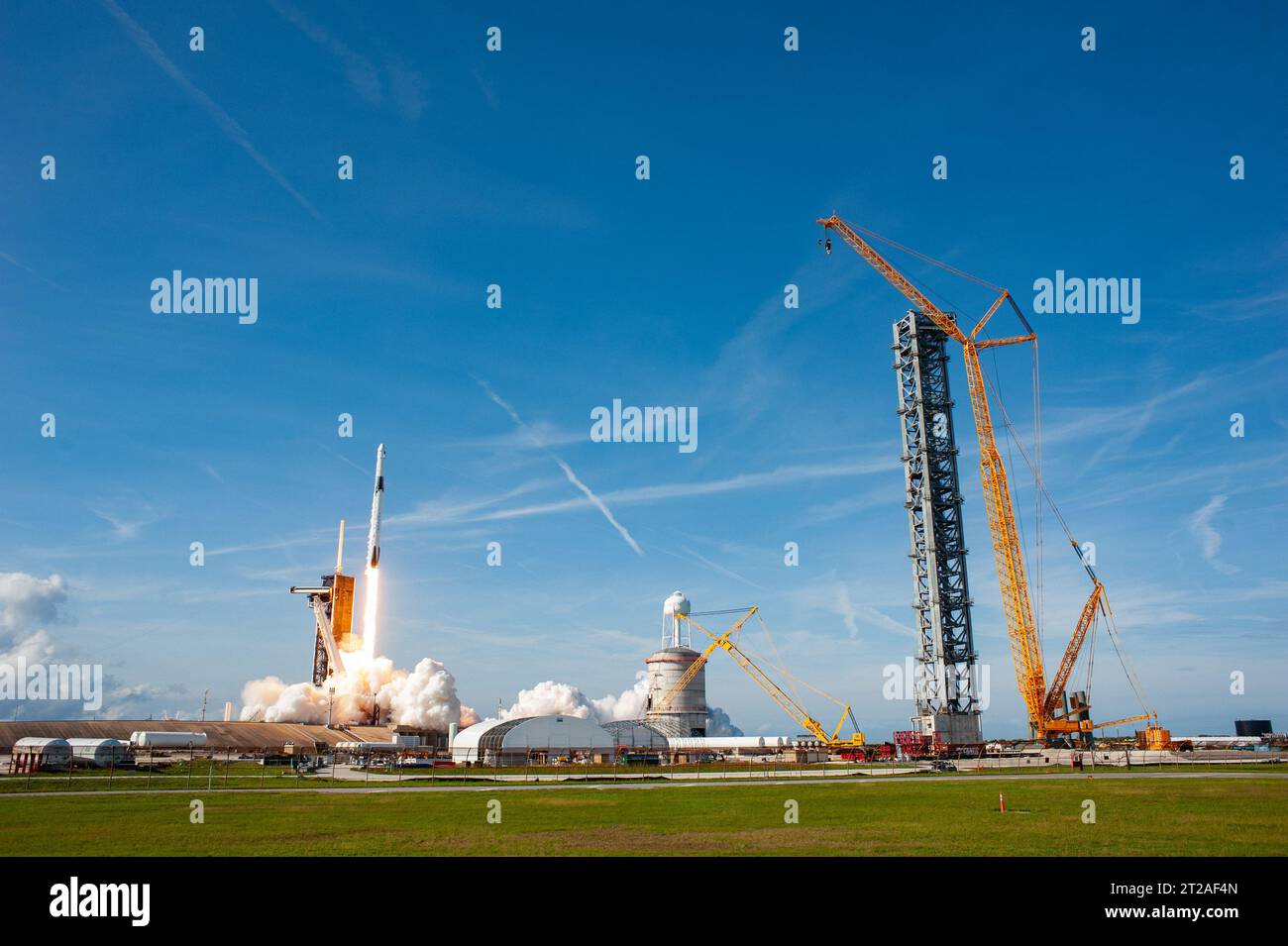 SpaceX CRS-26 Liftoff, Remote Cam #5. The SpaceX Falcon 9 rocket ...