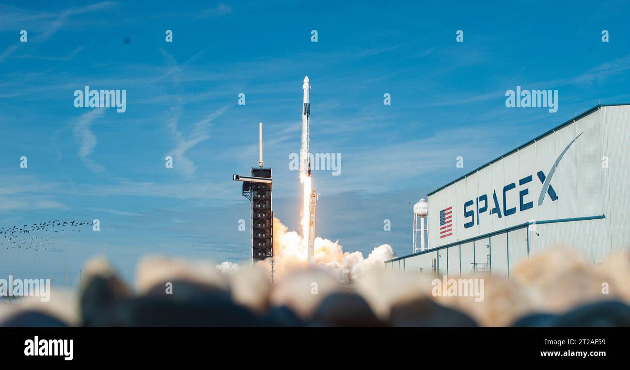 SpaceX CRS-26 Liftoff, Remote Cam #7. The SpaceX Falcon 9 rocket carrying the Dragon cargo ...