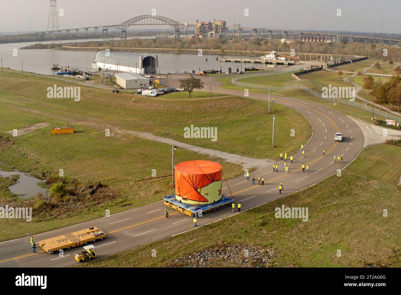 NASA teams at Michoud Assembly Facility loaded the SLS engine section ...