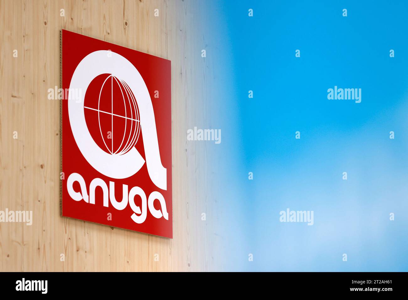 Das Anuga-Logo auf der Lebensmittelmesse Anuga, der weltweit führenden Ernährungsmesse in der ...
