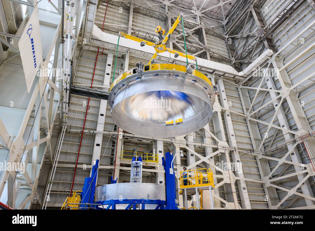 At NASA’s Michoud Assembly Facility, technicians installed the liquid ...
