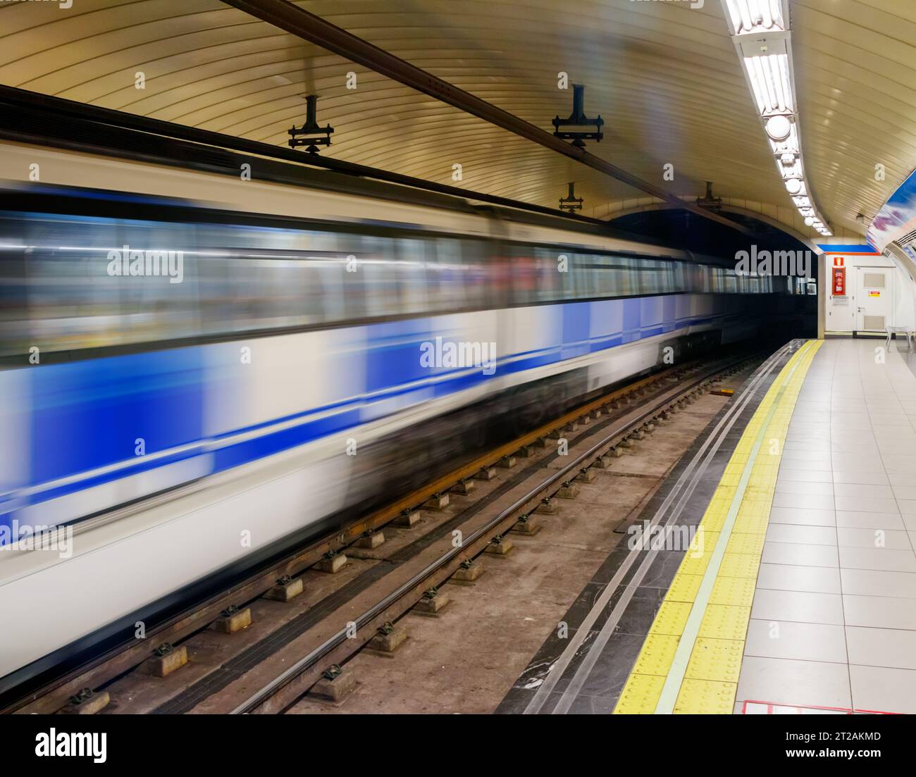 Metro Train Passing by one of the Madrid City Subway Metro Stations ...