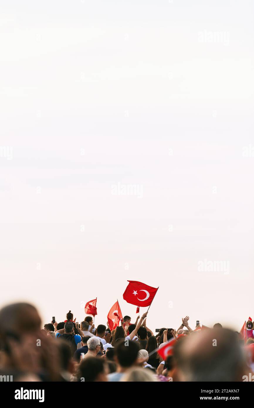 Izmir, Turkey - September 9, 2023: Amidst the sea of jubilant people at ...