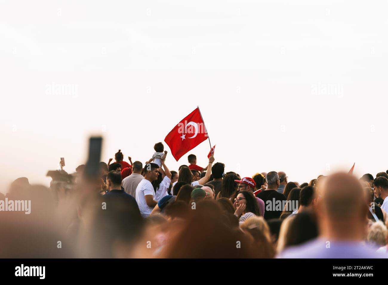 Izmir, Turkey - September 9, 2023: Amidst the sea of jubilant people at ...