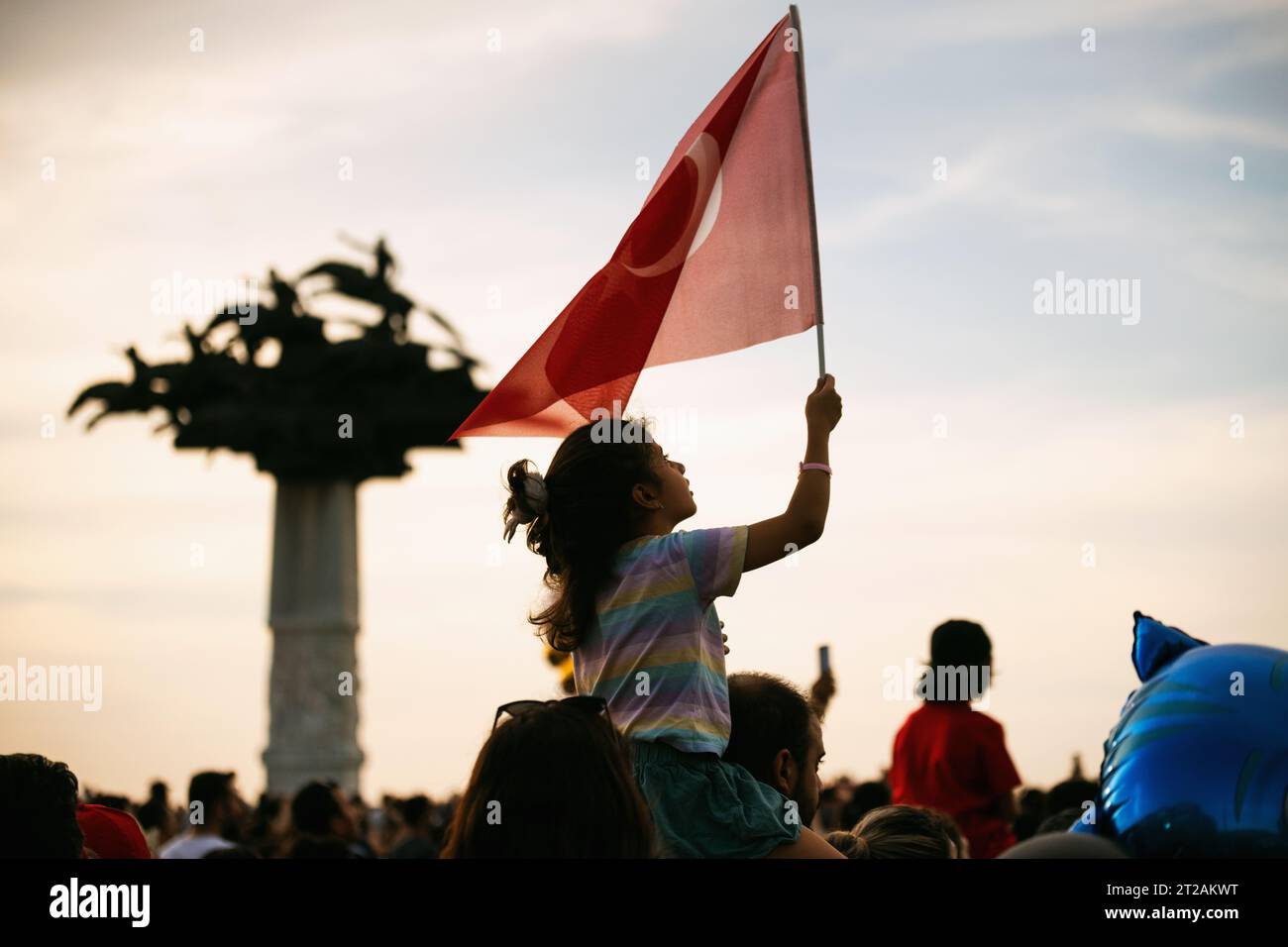 Izmir, Turkey, September, 9, 2023, in Cumhuriyet Square, Izmir, a lone ...
