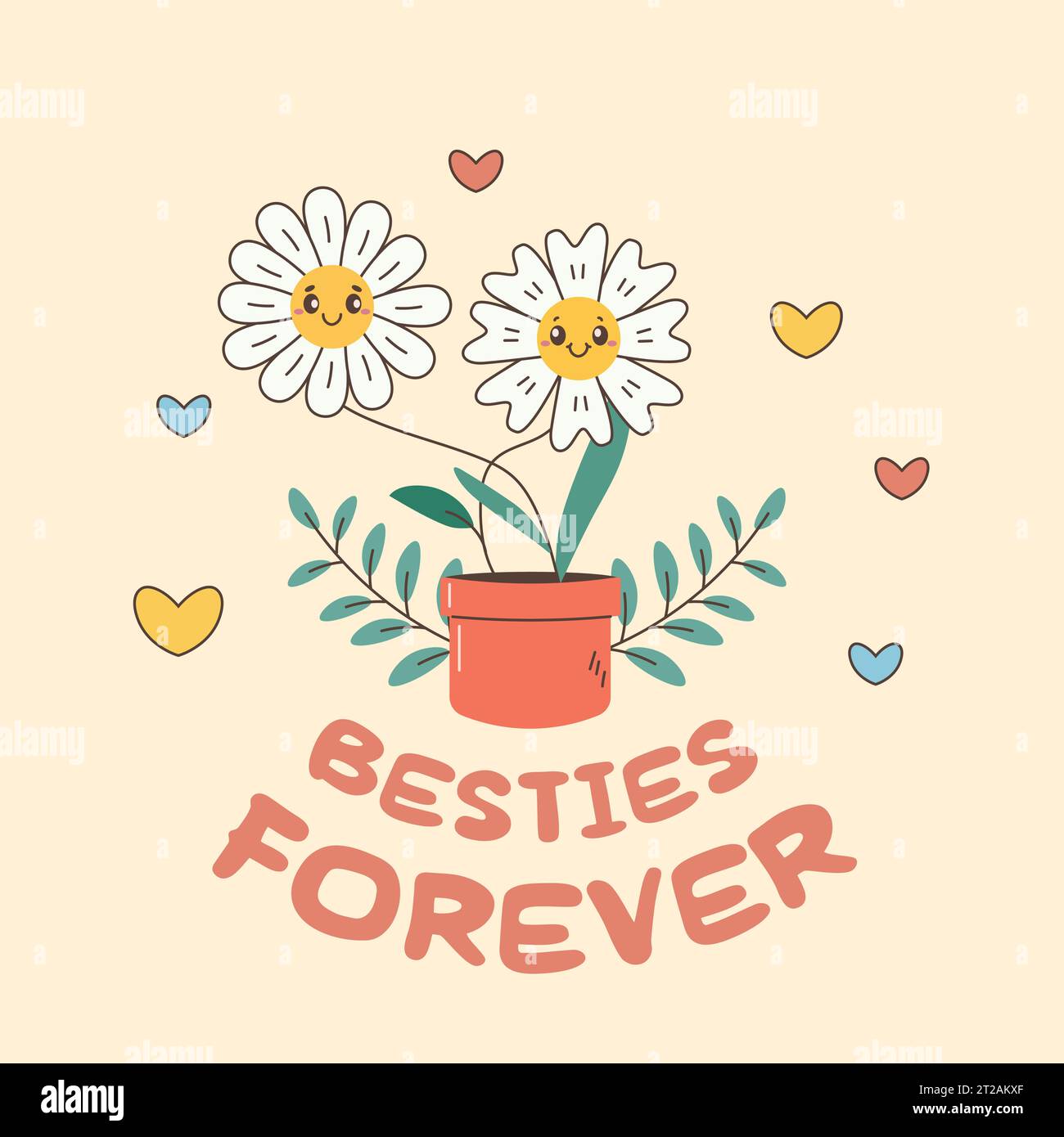 a card with two daisies, best friends! Friendship and friends. two ...