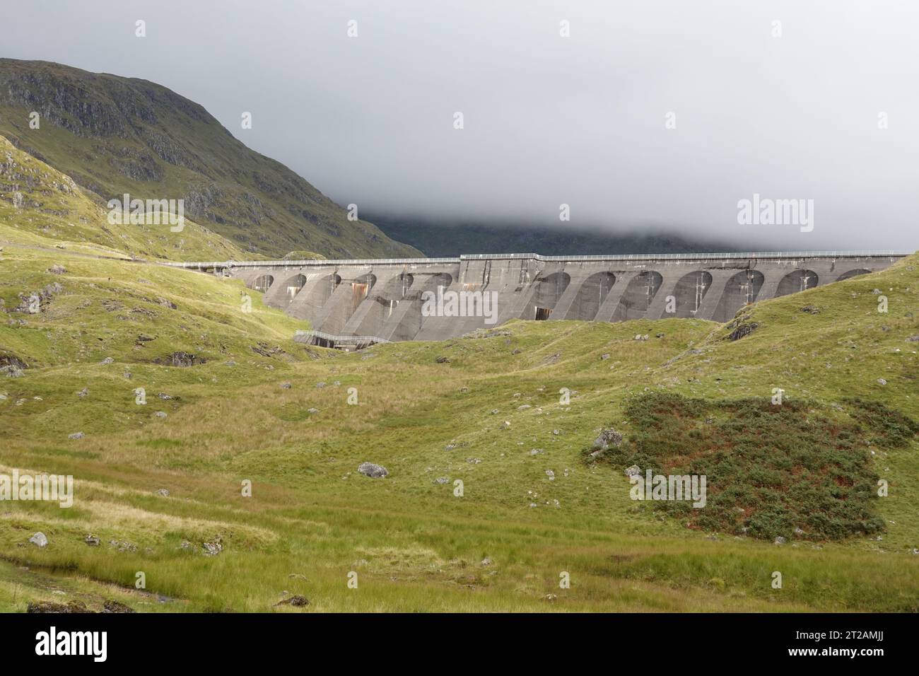 Cruachan Dam at Cruachan reservoir below Munro mountain Ben Cruachan ...