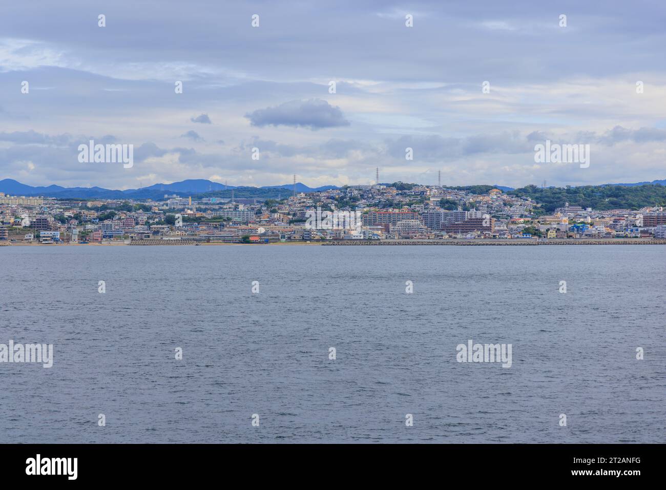 Houses and apartments in dense neighborhood in coastal seaside town ...