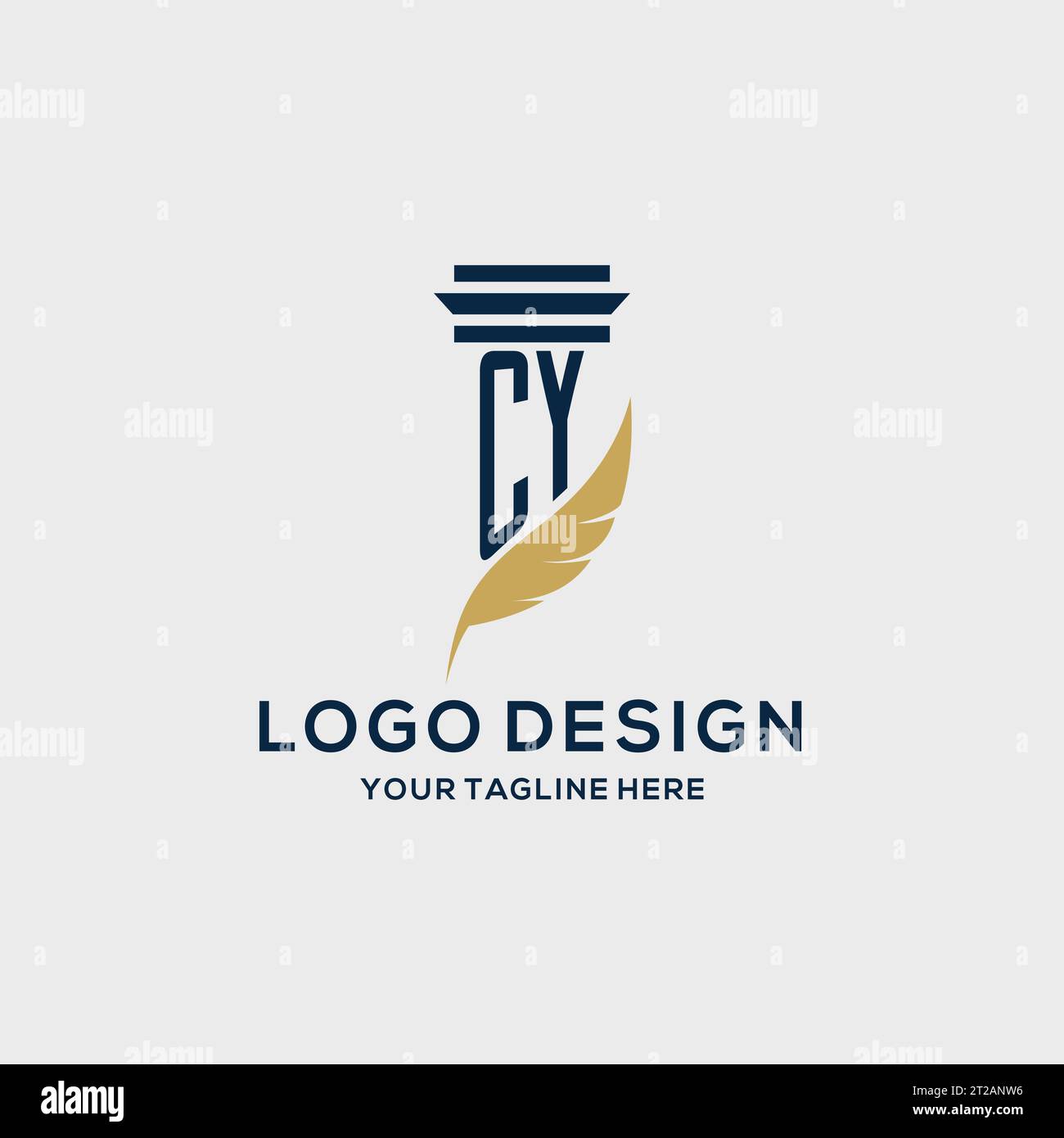 CY monogram initial logo with pillar and feather design, law firm logo ...