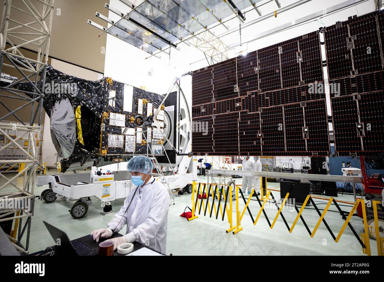 NASA's Psyche Solar Array Integration. NASA team members prepare the ...