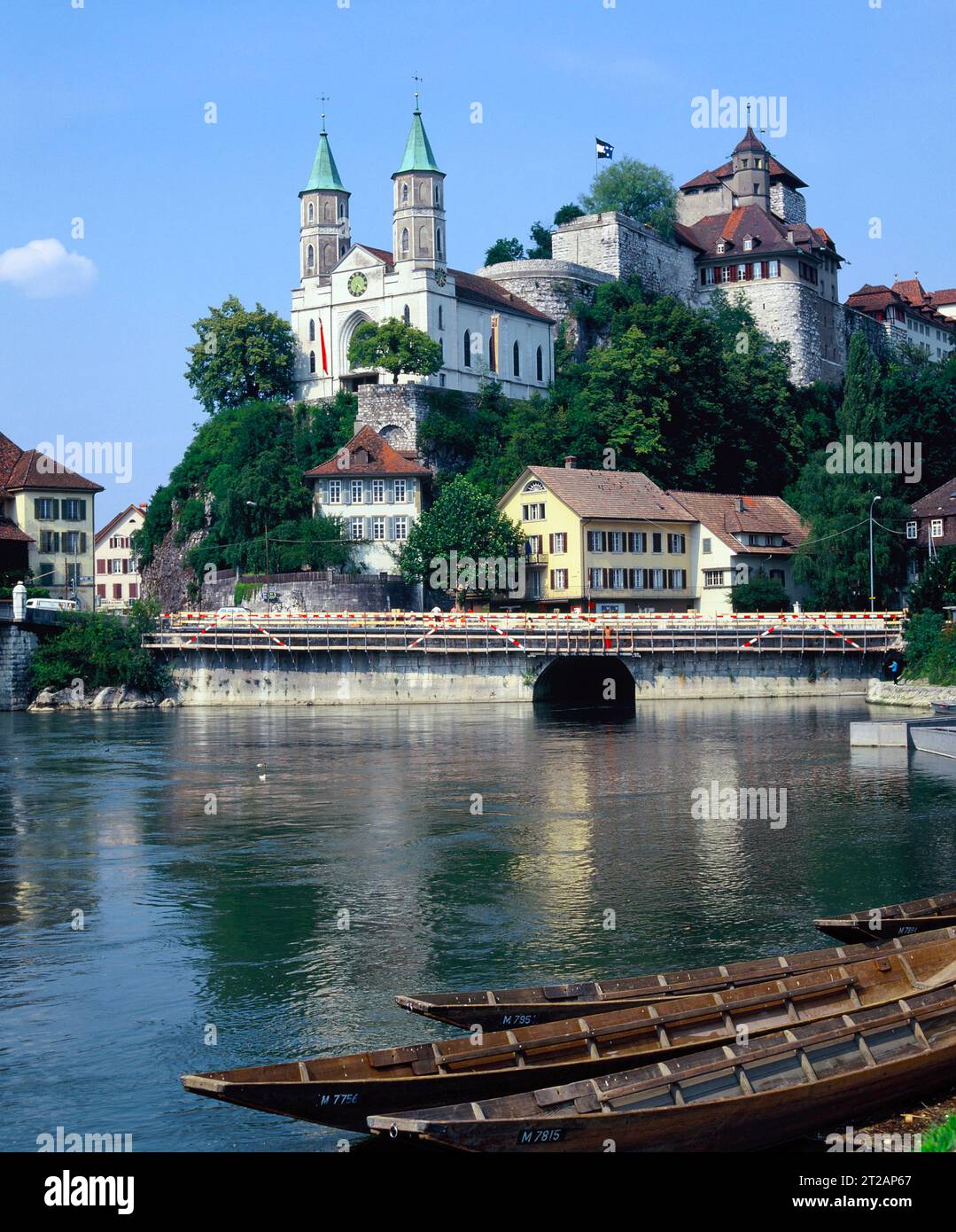 Switzerland. Aargau Canton. Aarburg. Old town hilltop with Aarburg ...