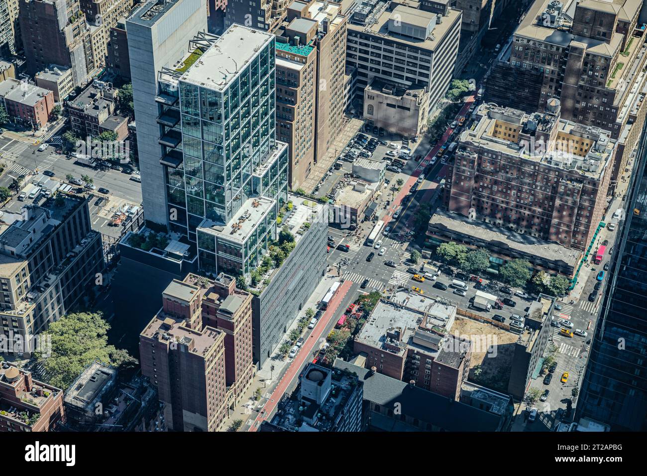 An aerial view of the rooftops of buildings and bustling streets of New York Stock Photo - Alamy