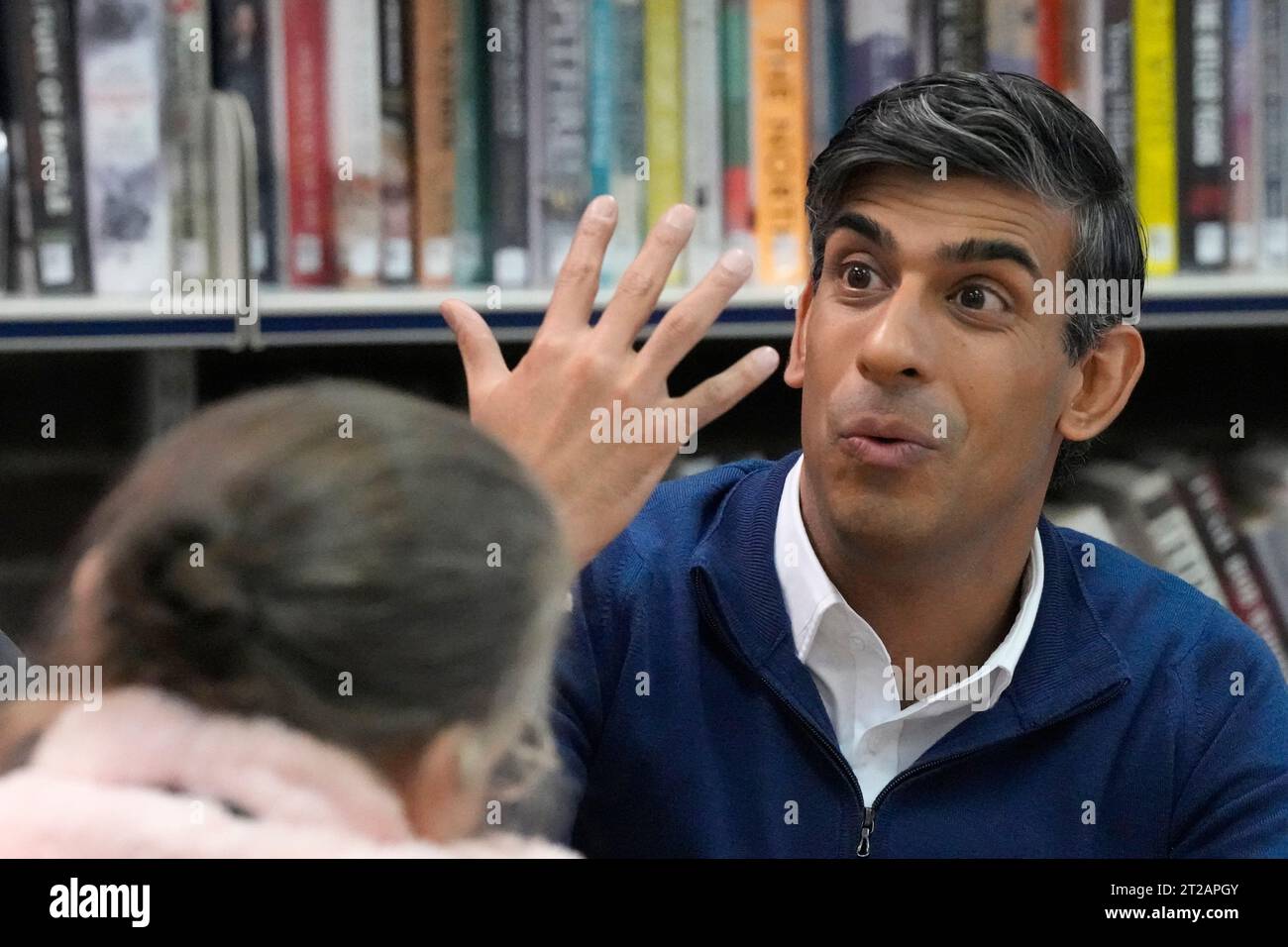 Prime Minister Rishi Sunak speaks to an adult learning group during a ...