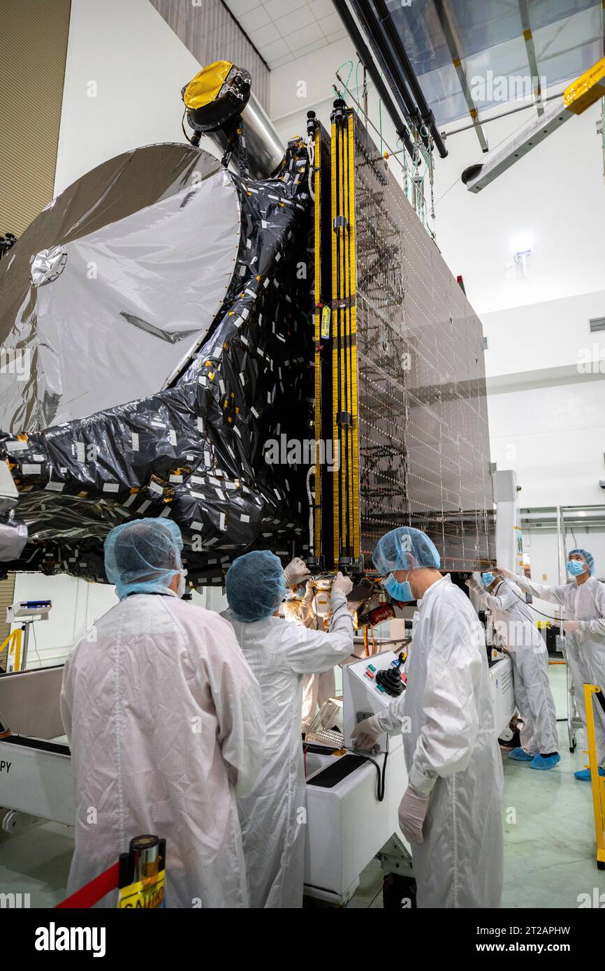 NASA's Psyche Solar Array Stowed for Launch. Team members retract the ...