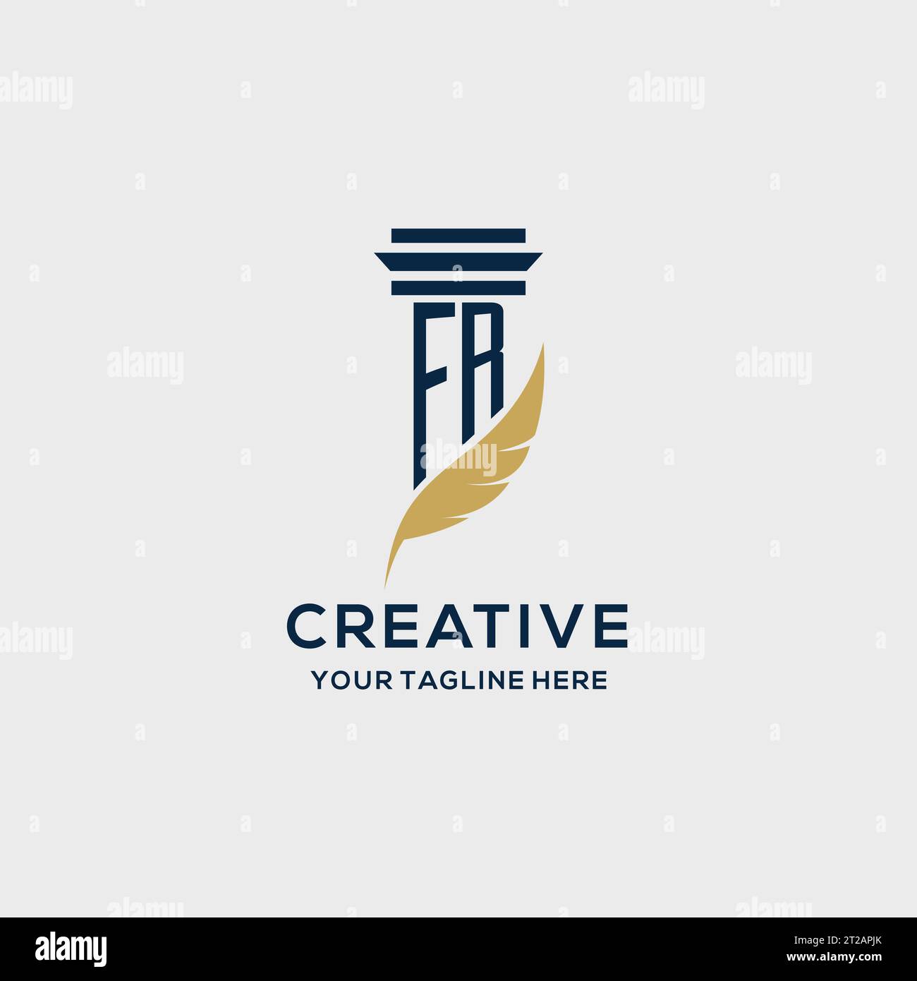 FR monogram initial logo with pillar and feather design, law firm logo ...