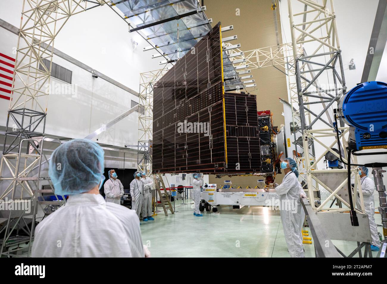 NASA's Psyche Solar Array Stowed for Launch. Team members begin to ...