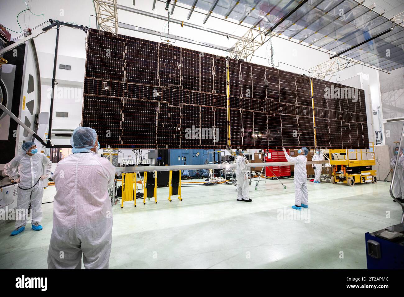 NASA's Psyche Solar Array Stowed for Launch. Team members begin to ...