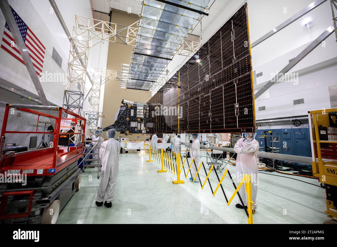 NASA's Psyche Solar Array Stowed for Launch. Team members begin to ...