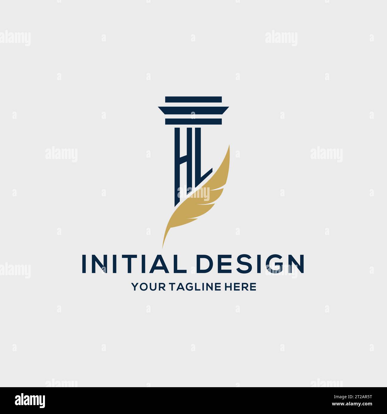 HL monogram initial logo with pillar and feather design, law firm logo ...
