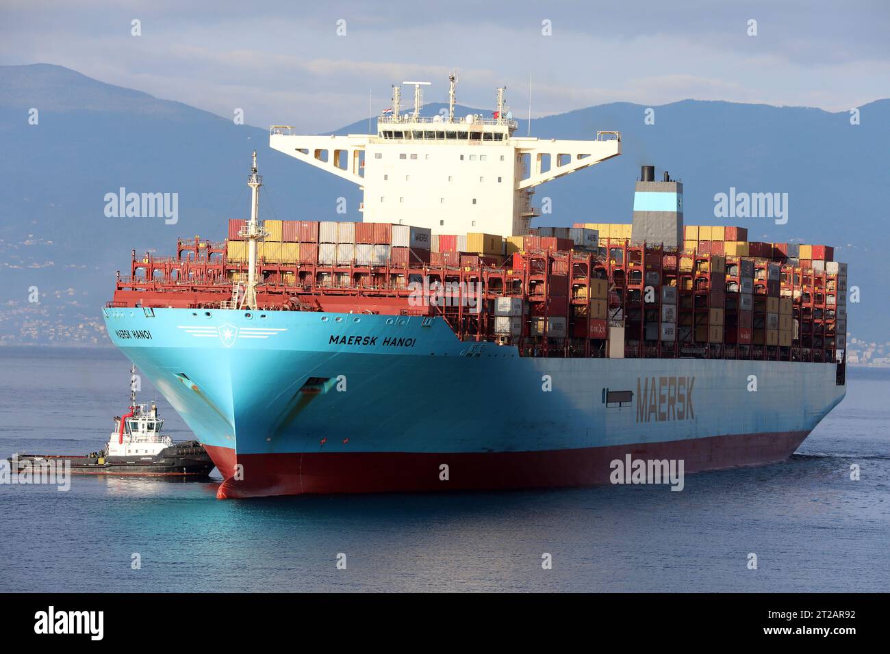 Vessel Maersk Hanoi arriving to the container terminal of the port of ...