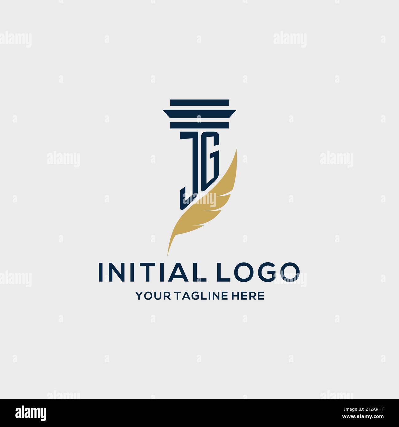 JG monogram initial logo with pillar and feather design, law firm logo ...