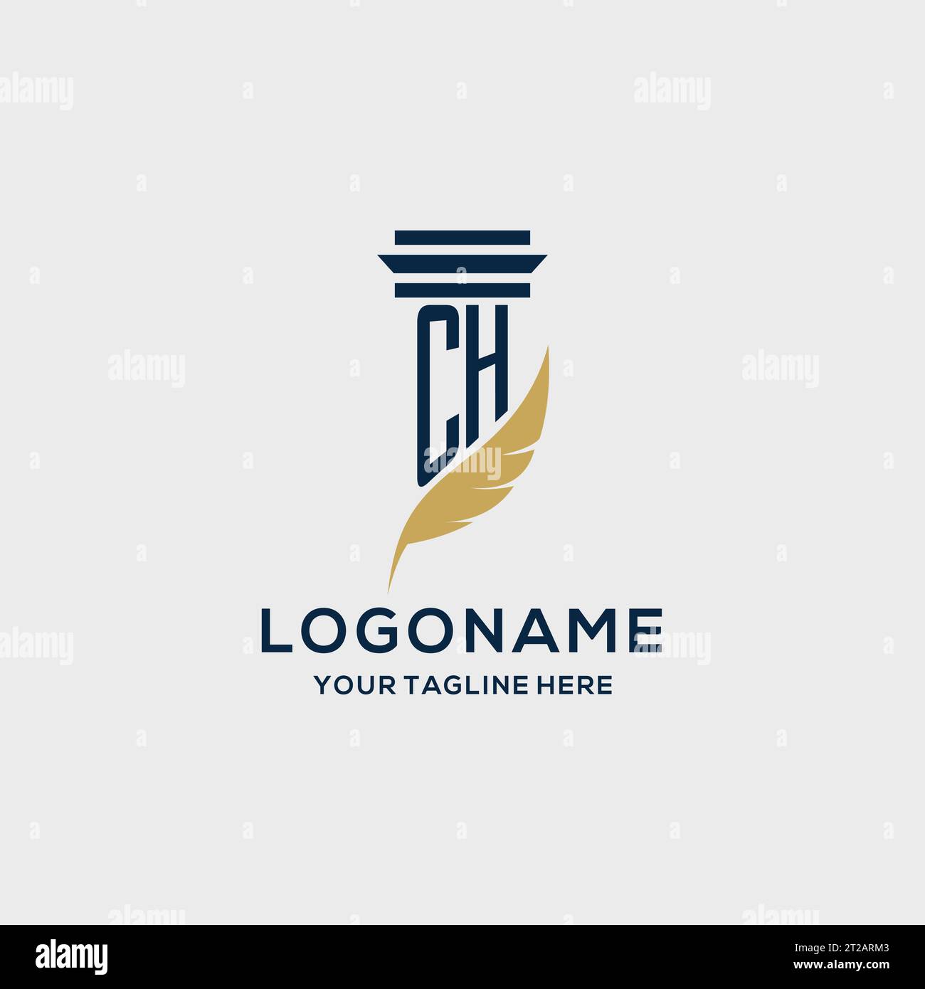 CH monogram initial logo with pillar and feather design, law firm logo ...