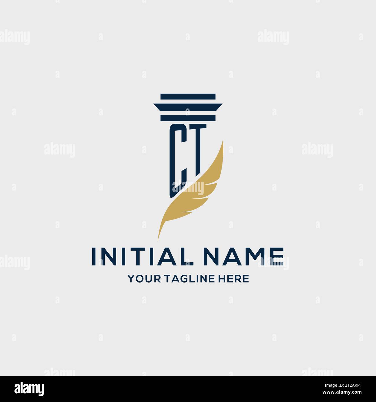 CT monogram initial logo with pillar and feather design, law firm logo ...