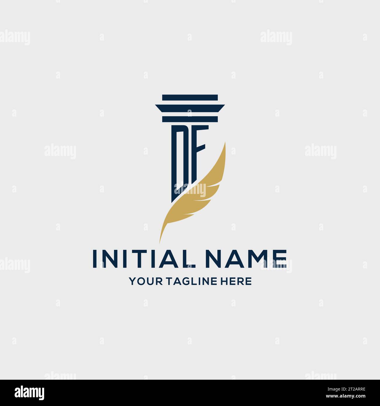 DF monogram initial logo with pillar and feather design, law firm logo ...