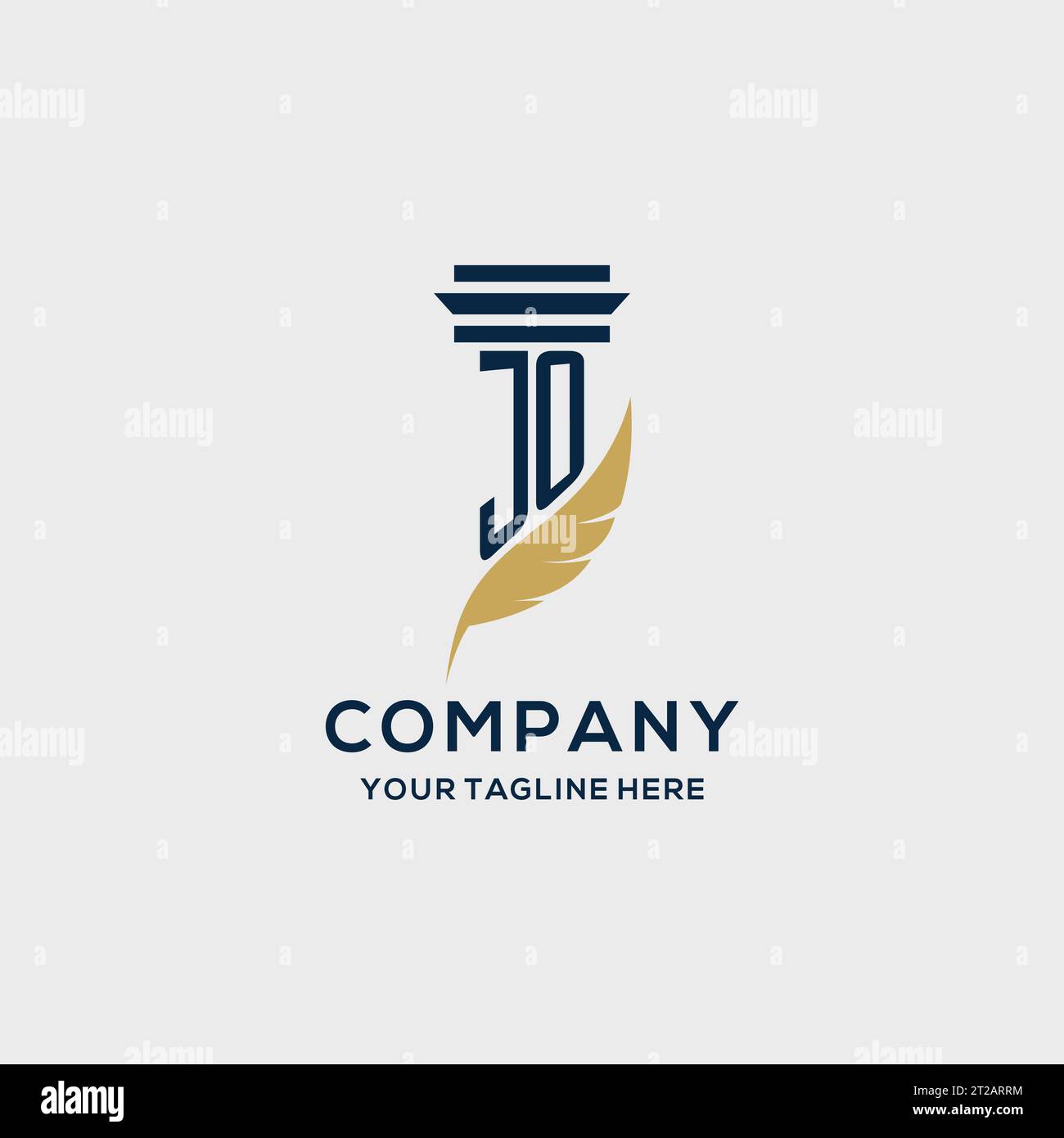 JO monogram initial logo with pillar and feather design, law firm logo ...