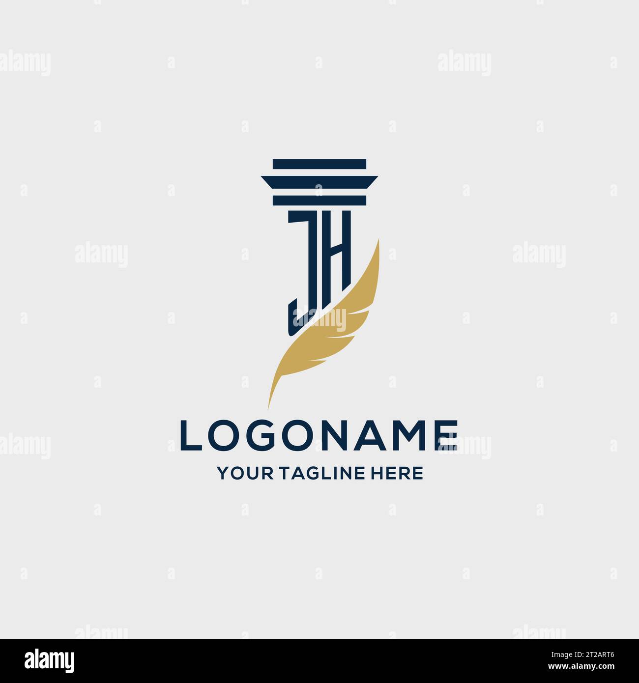 JH monogram initial logo with pillar and feather design, law firm logo ...