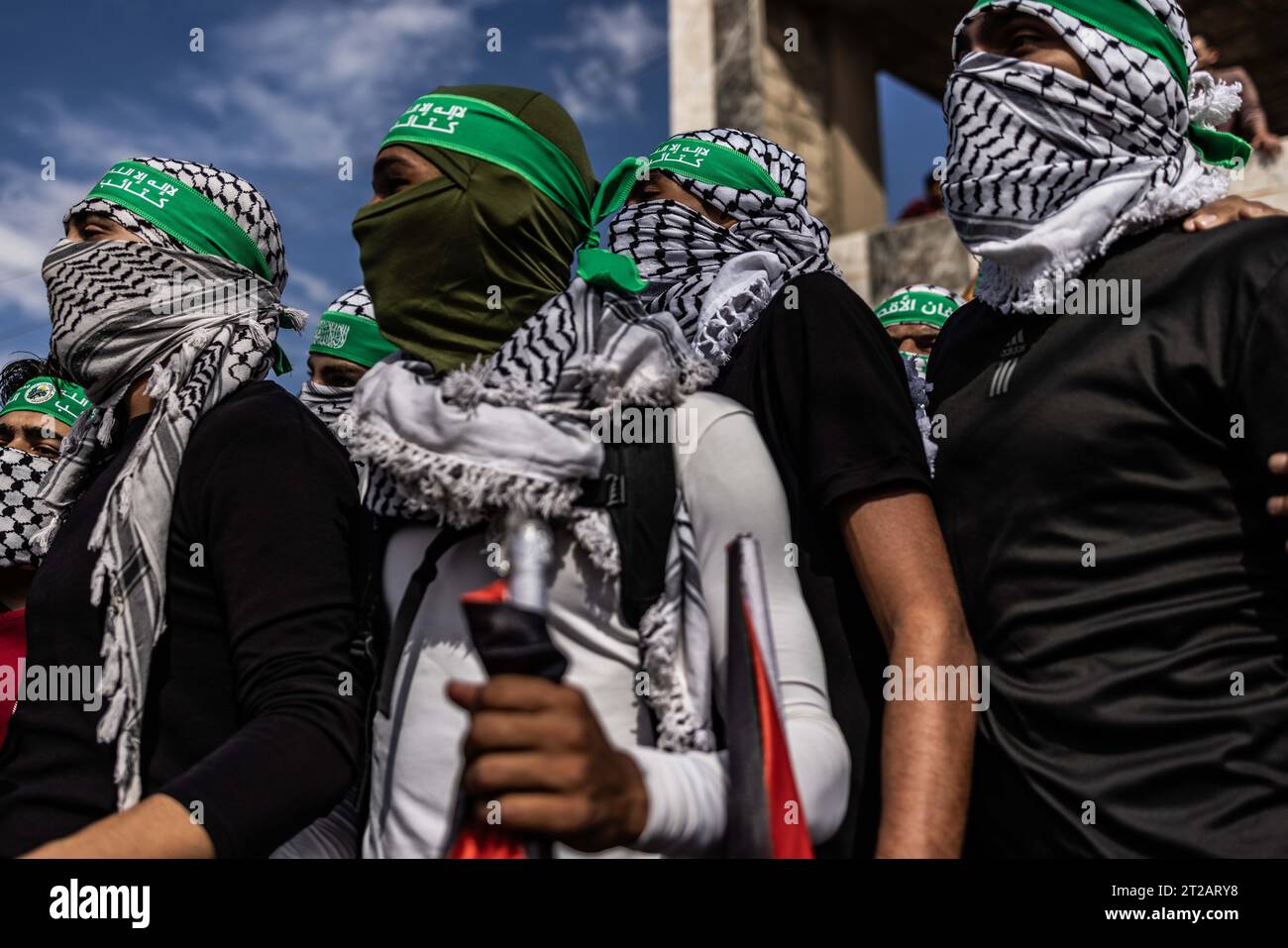 Atme, Syria. 18th Oct, 2023. Demonstrators take part in a pro-Palestine ...