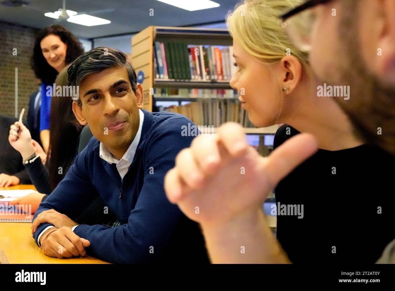Prime Minister Rishi Sunak speaks to an adult learning group during a ...