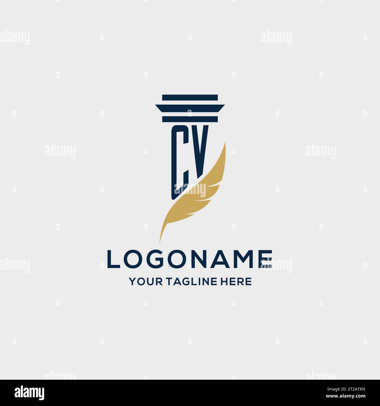 CV monogram initial logo with pillar and feather design, law firm logo inspiration Stock Vector ...