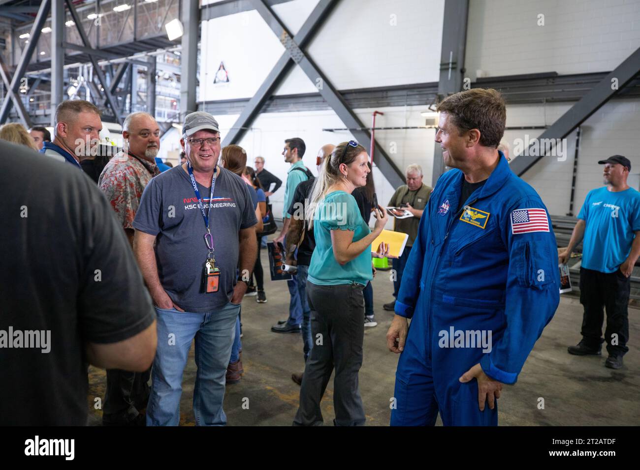 Artemis II Crew with EGS. Artemis II NASA astronaut Reid Weisman greets Exploration Ground ...
