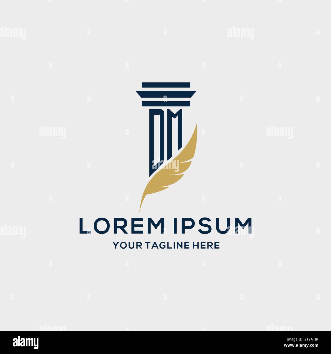DM monogram initial logo with pillar and feather design, law firm logo ...
