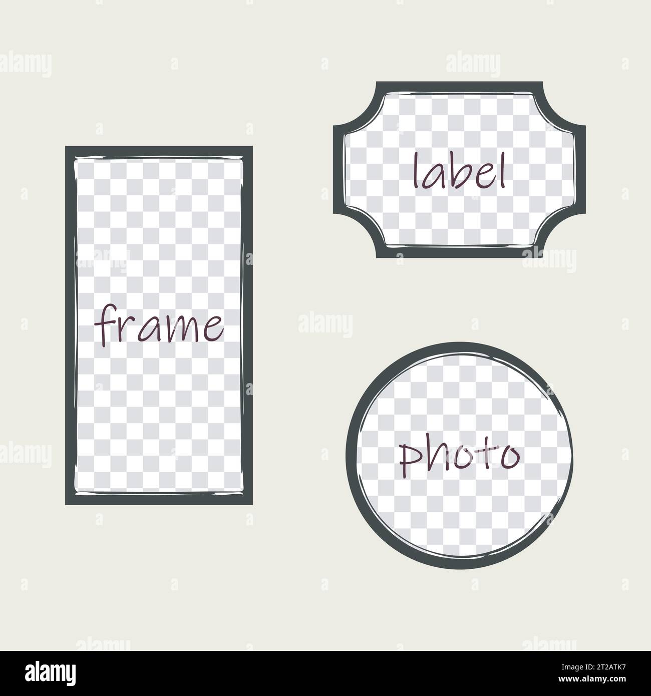 Doodle frames, borders Set. Stylish black ink grunge design. Hand drawn ...