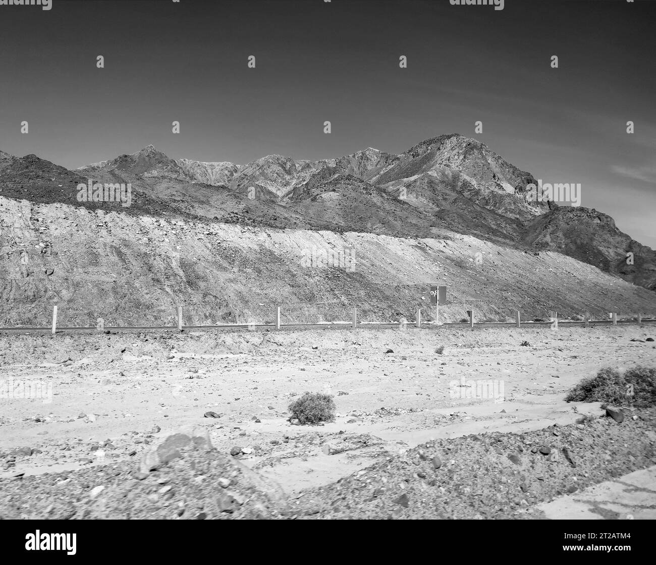 Road going through Sinai desert, picturesque backgound with mountains ...