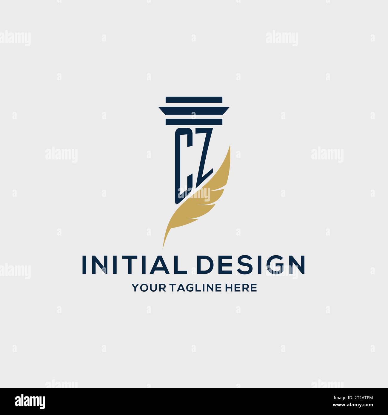 CZ monogram initial logo with pillar and feather design, law firm logo ...