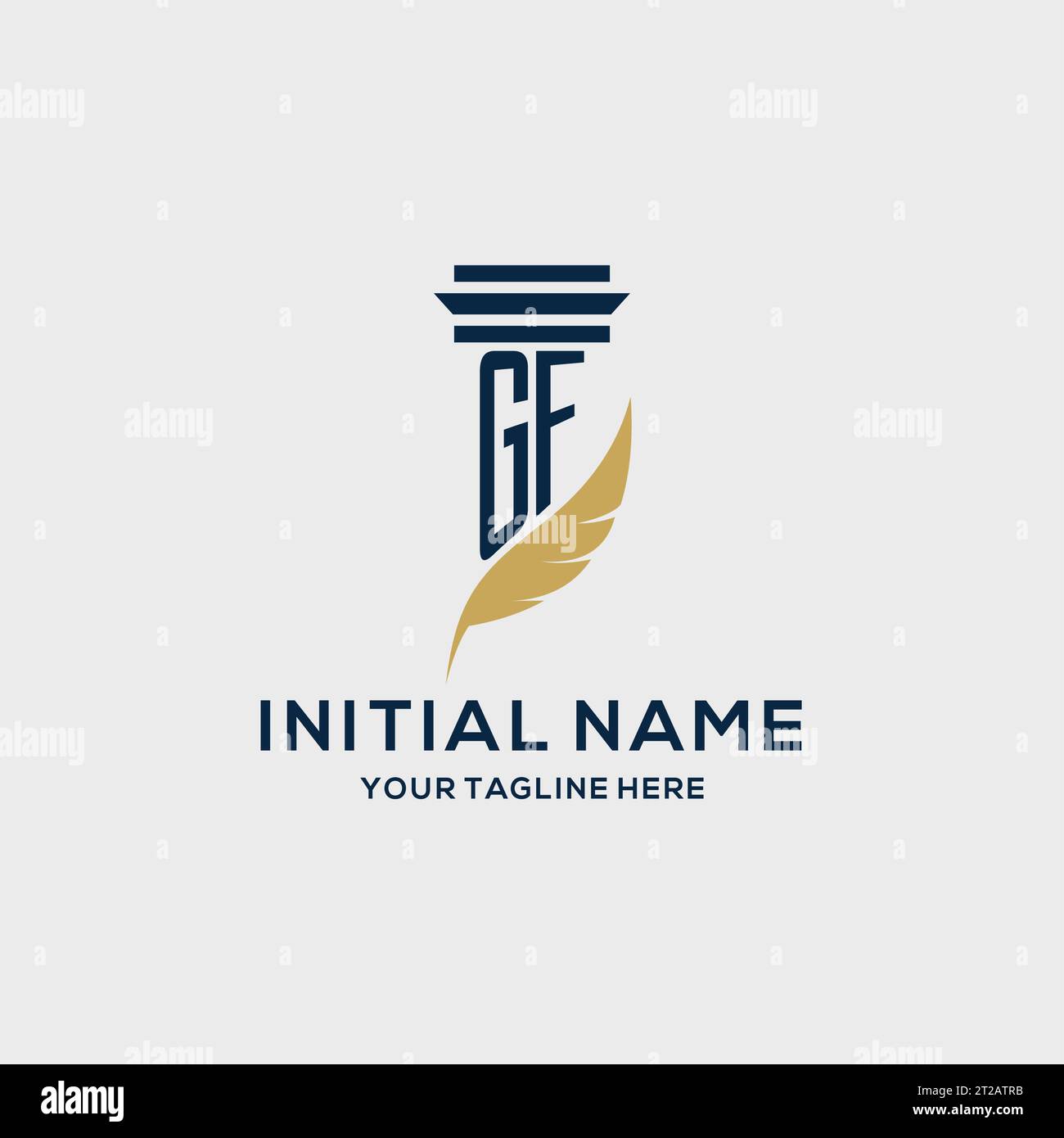 GF monogram initial logo with pillar and feather design, law firm logo ...