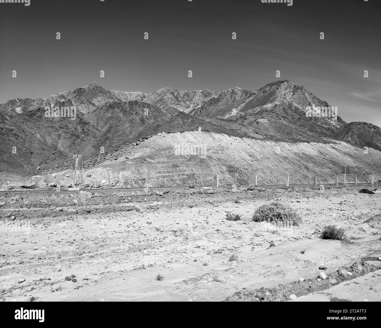 Road going through Sinai desert, picturesque backgound with mountains ...